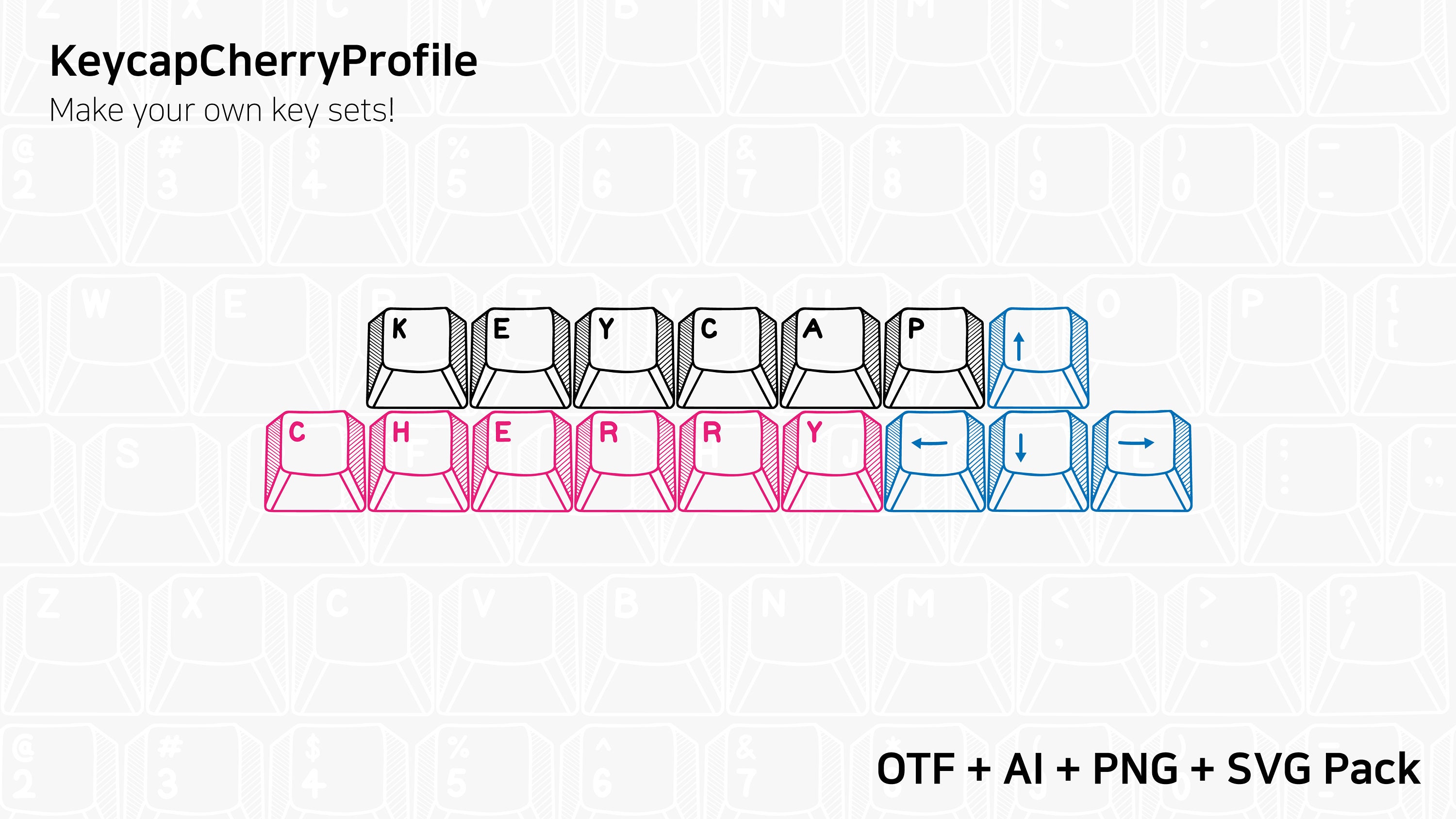 Hand-drawing Cherry Profile Keycap Font OTF Ai Png Svg Files Pack - Etsy
