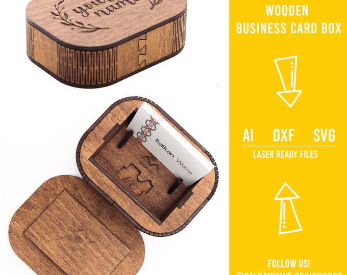Personalized Wooden Business Card Holder Box , Engraved Business Card ...