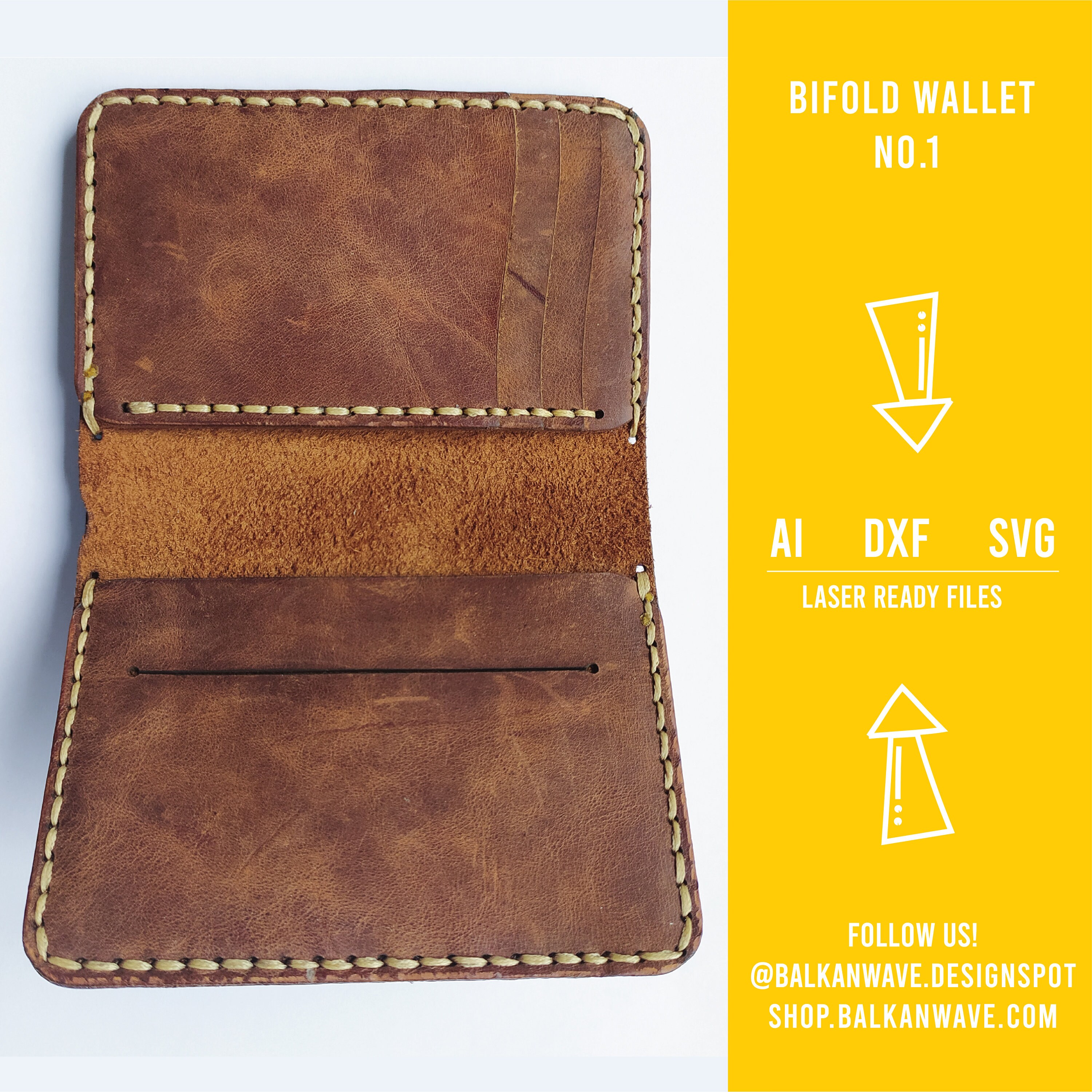 Bi-fold Leather Wallet Laser Cut File Ai Dxf Svg Vector,minimalist ...