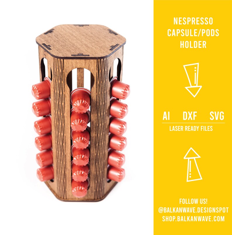 Nespresso Capsule Holder Ai Dxf Svg Vector Files Coffe Lover | Etsy