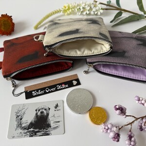 Vegan Suede Zipper Wallet Kitty Coin Purse Designers Guild Fabric ...