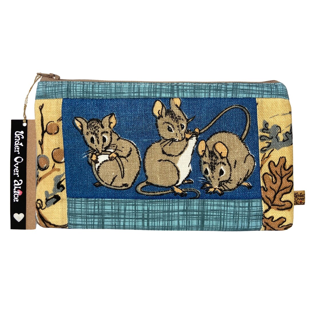 Mouse Mice Acorn Oak Leaf Cute Makeup Pouch Handmade Patchwork Purse ...