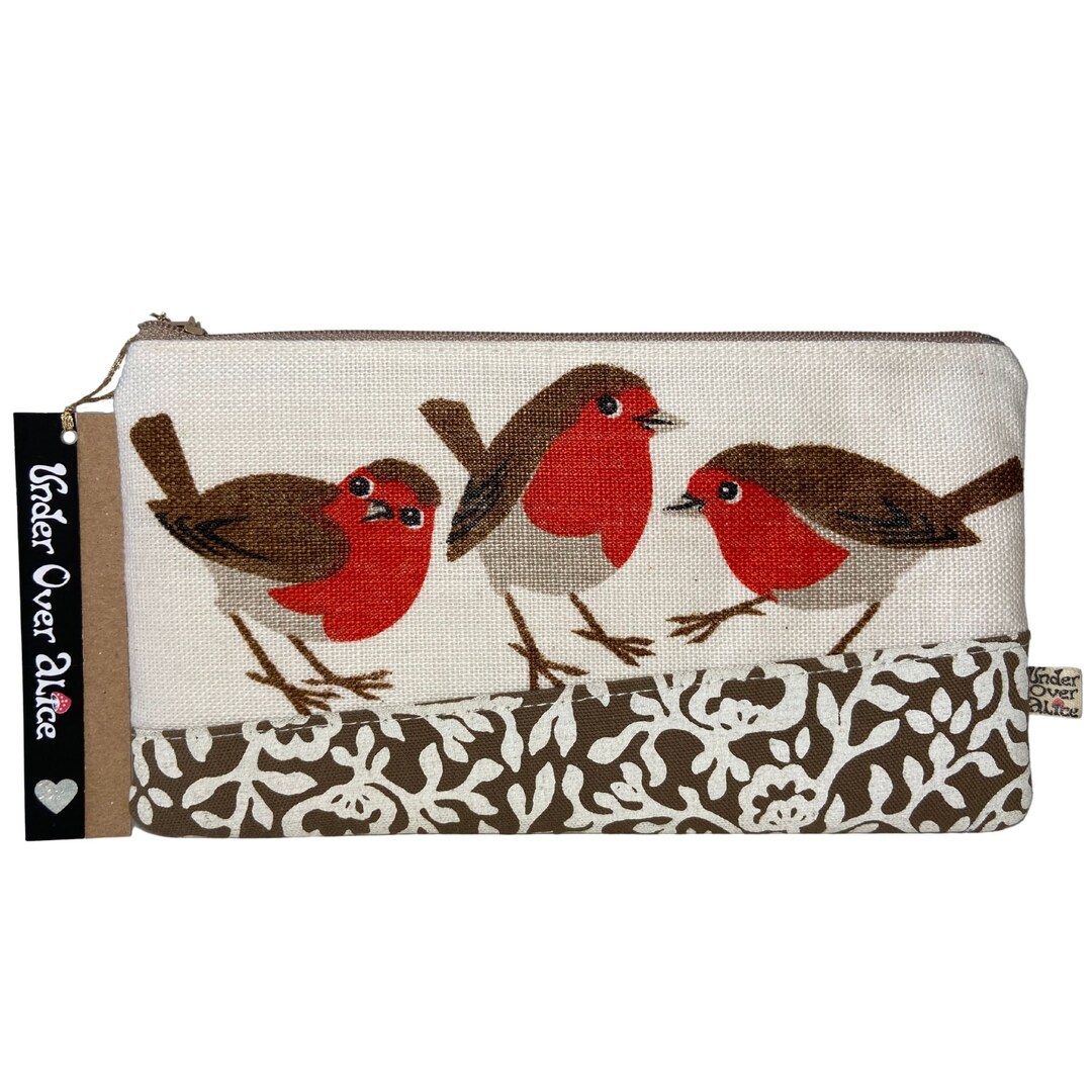 Robins Birds Zipper Pouch Floral Makeup Bag Cute Pencil Case Bird Lover ...