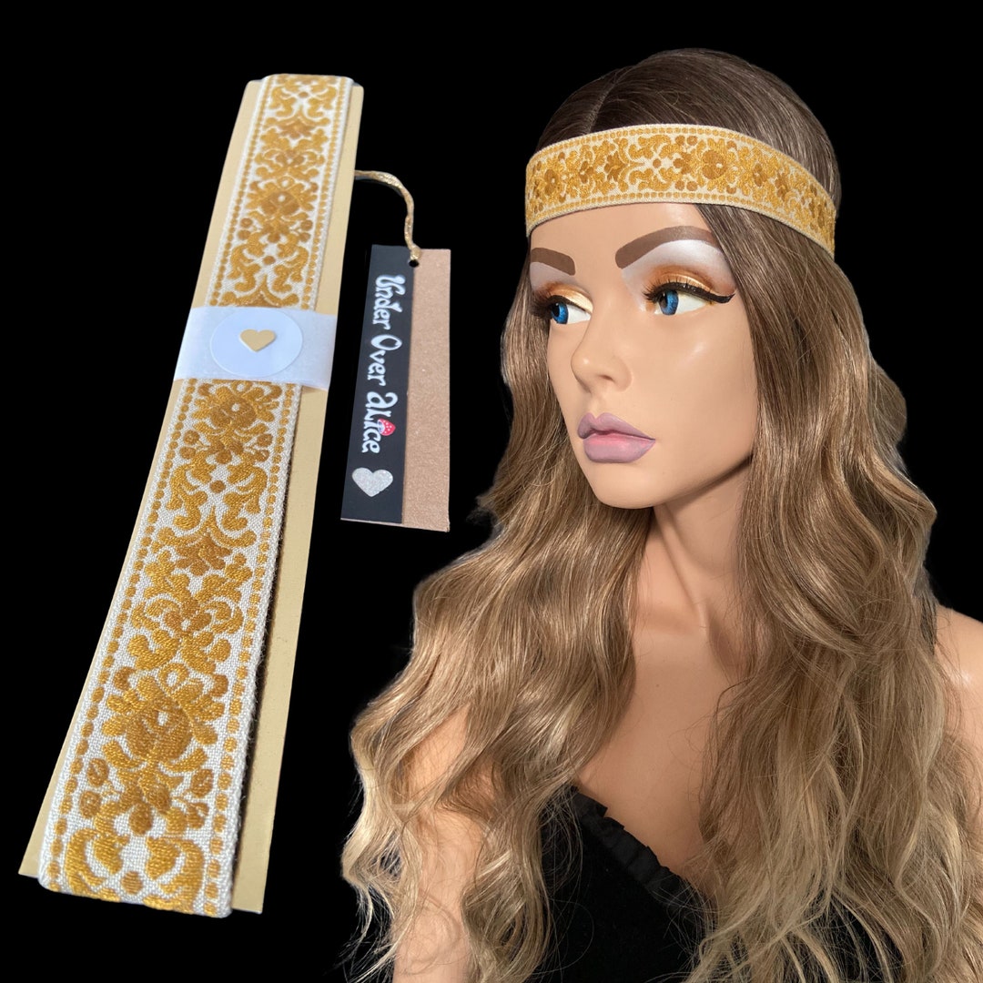 Gold Floral Headband Diadem Circlet Embroidered Hairband Ornate Rococo ...