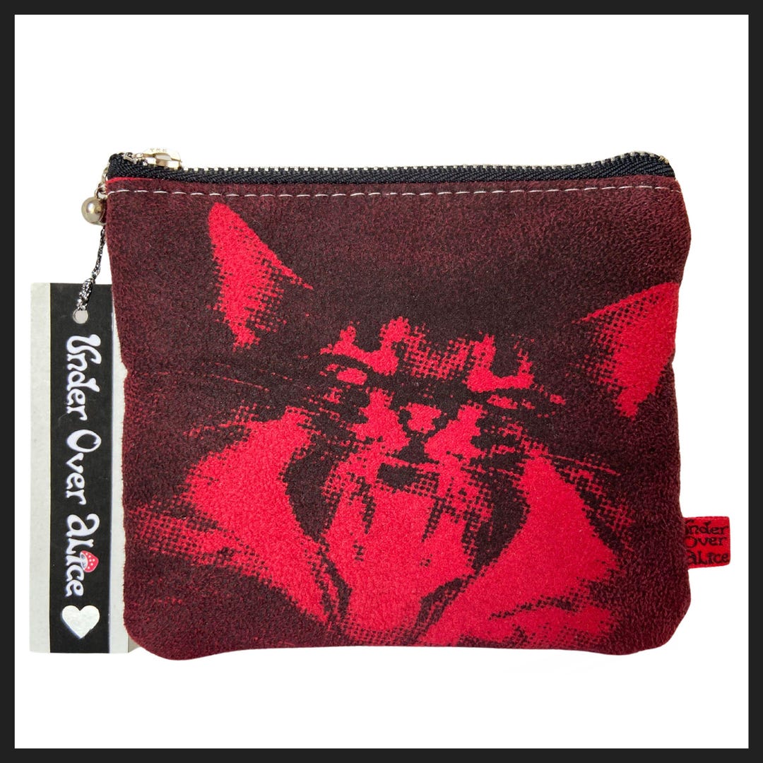 Cherry Red Wildcat Vegan Suede Wallet Halloween Wild Kitty Coin Purse ...