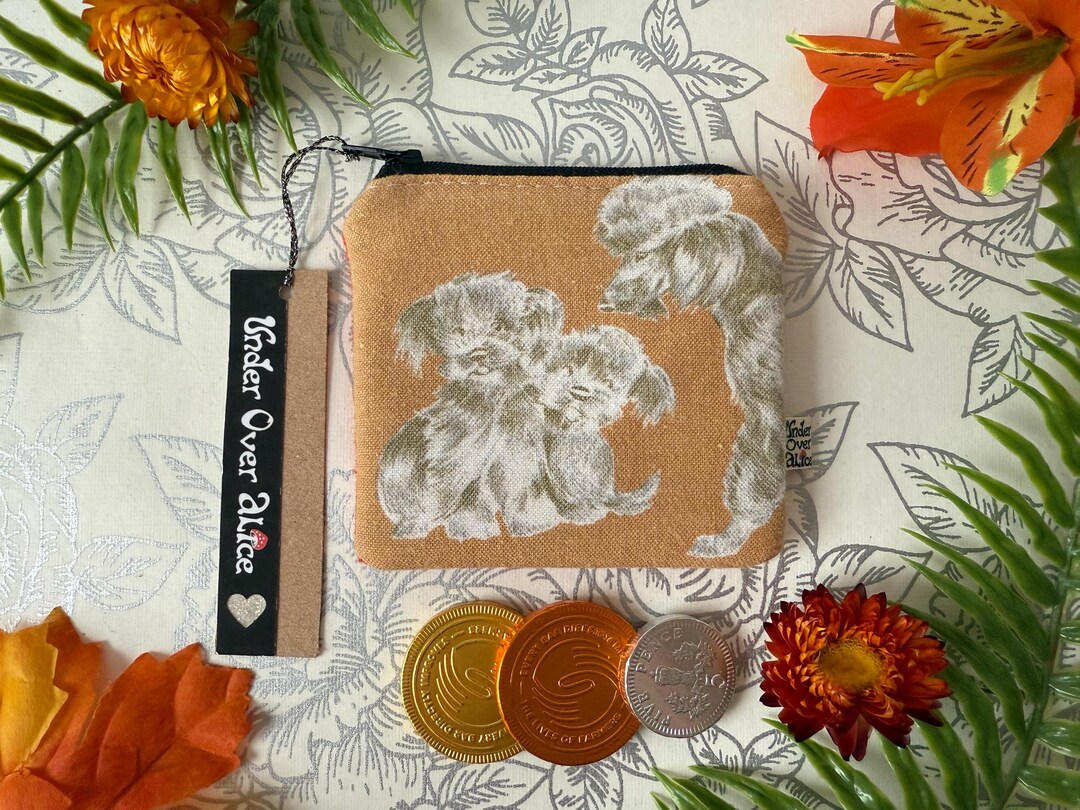 50s French Poodle Zipper Pouch Artwork Puppy Dog Coin Purse Vintage MCM ...