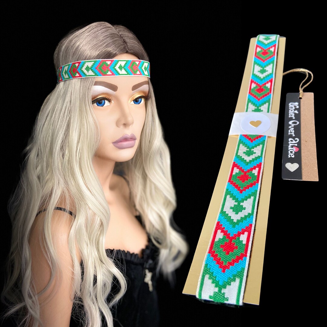 Aztec Embroidered Headband: Cotton Jacquard Festival Hair Piece - Etsy