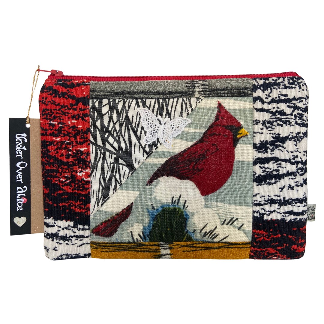 Red Cardinal 50s 60s Vintage Design Abstract Bohemian Cosmetic Bag ...
