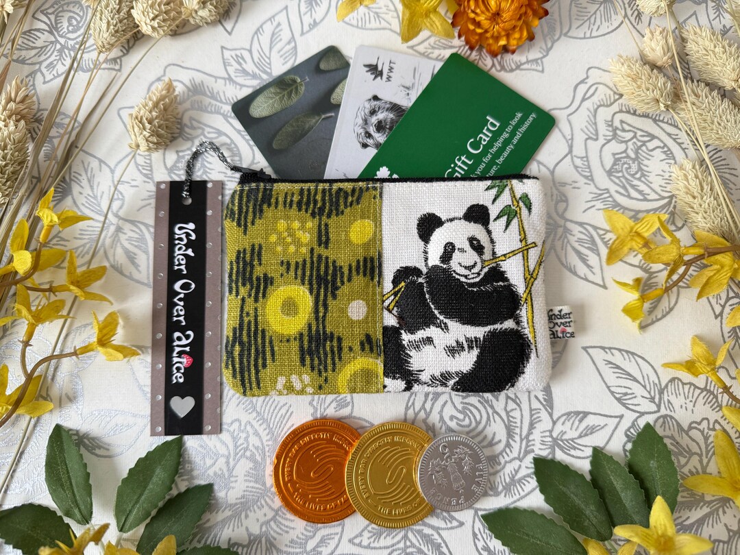 Giant Panda Coin Zipper Wallet Boho Patchwork Purse Chartreuse Bank ...