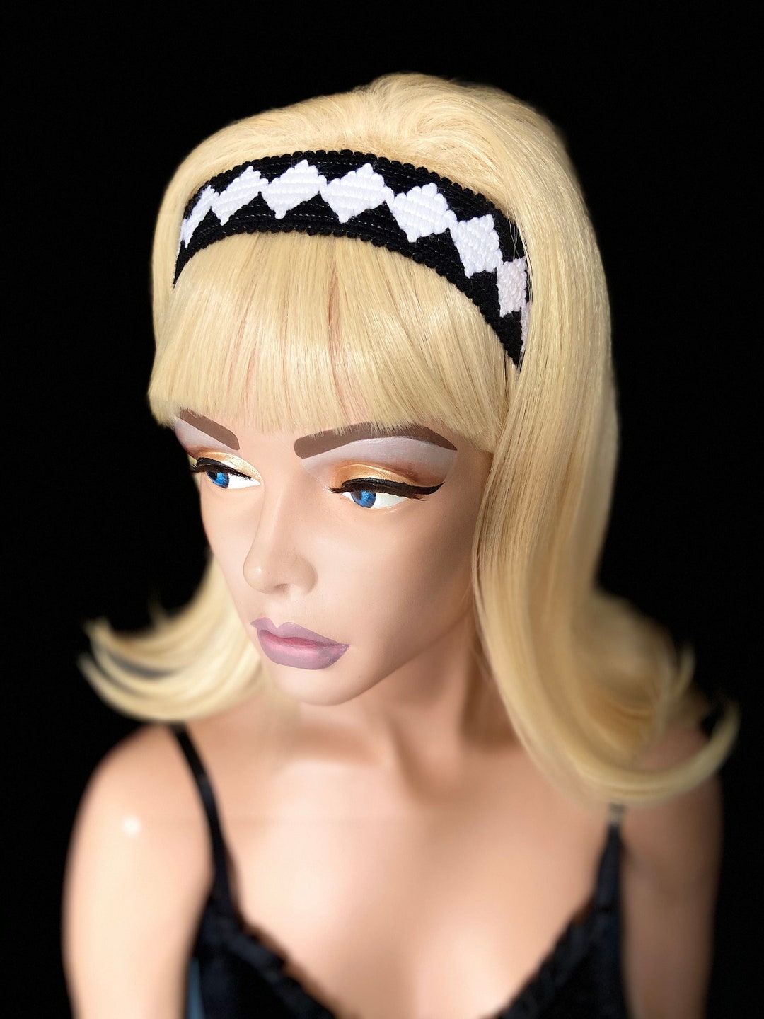 Diamond Headband Crochet Lace 1960s Cool Fabric Unique Head Piece ...