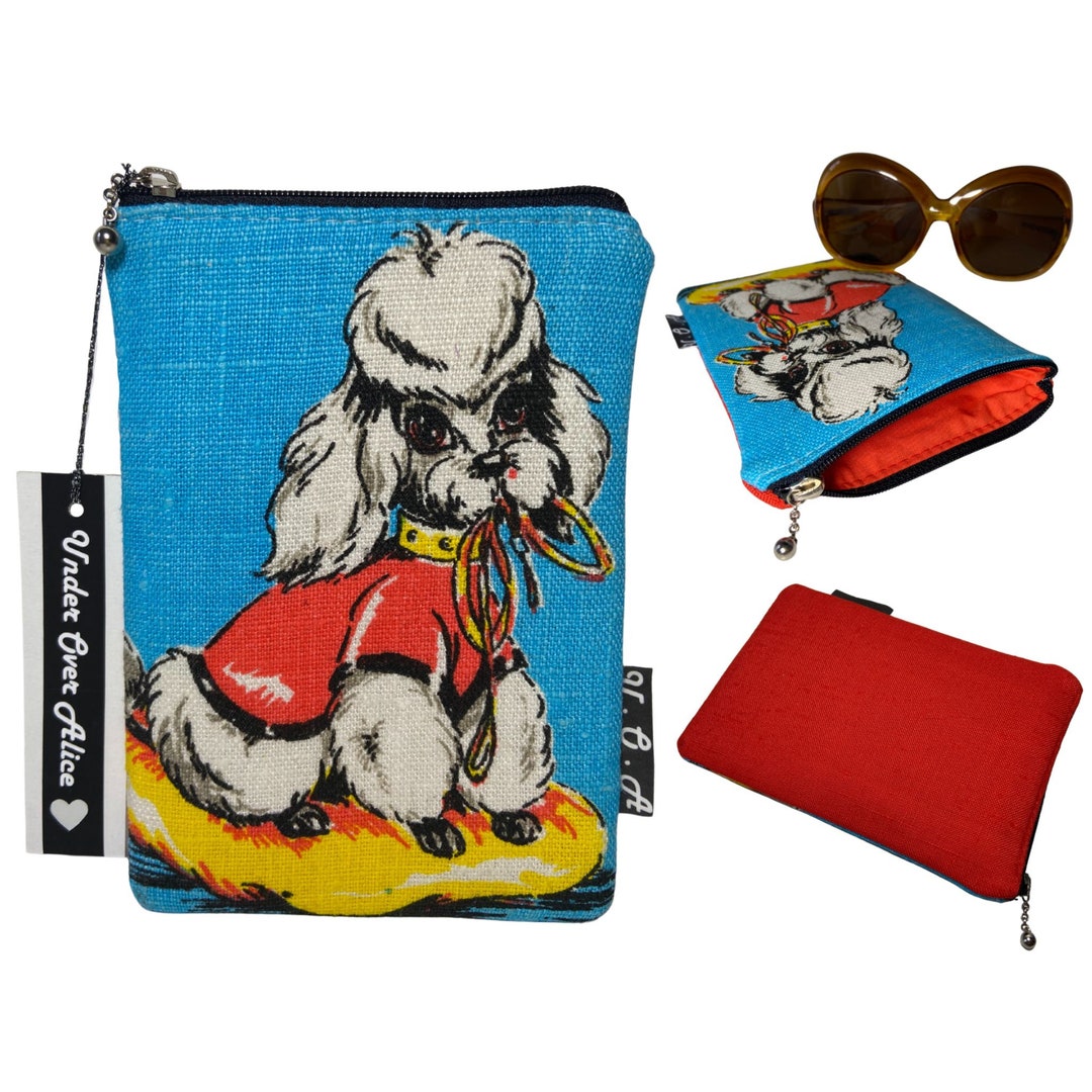 50s Poodle Art Eye Glass Holder Eyeglasses Case Eco Friendly Mcm Purse Atomic Age Handmade Mod