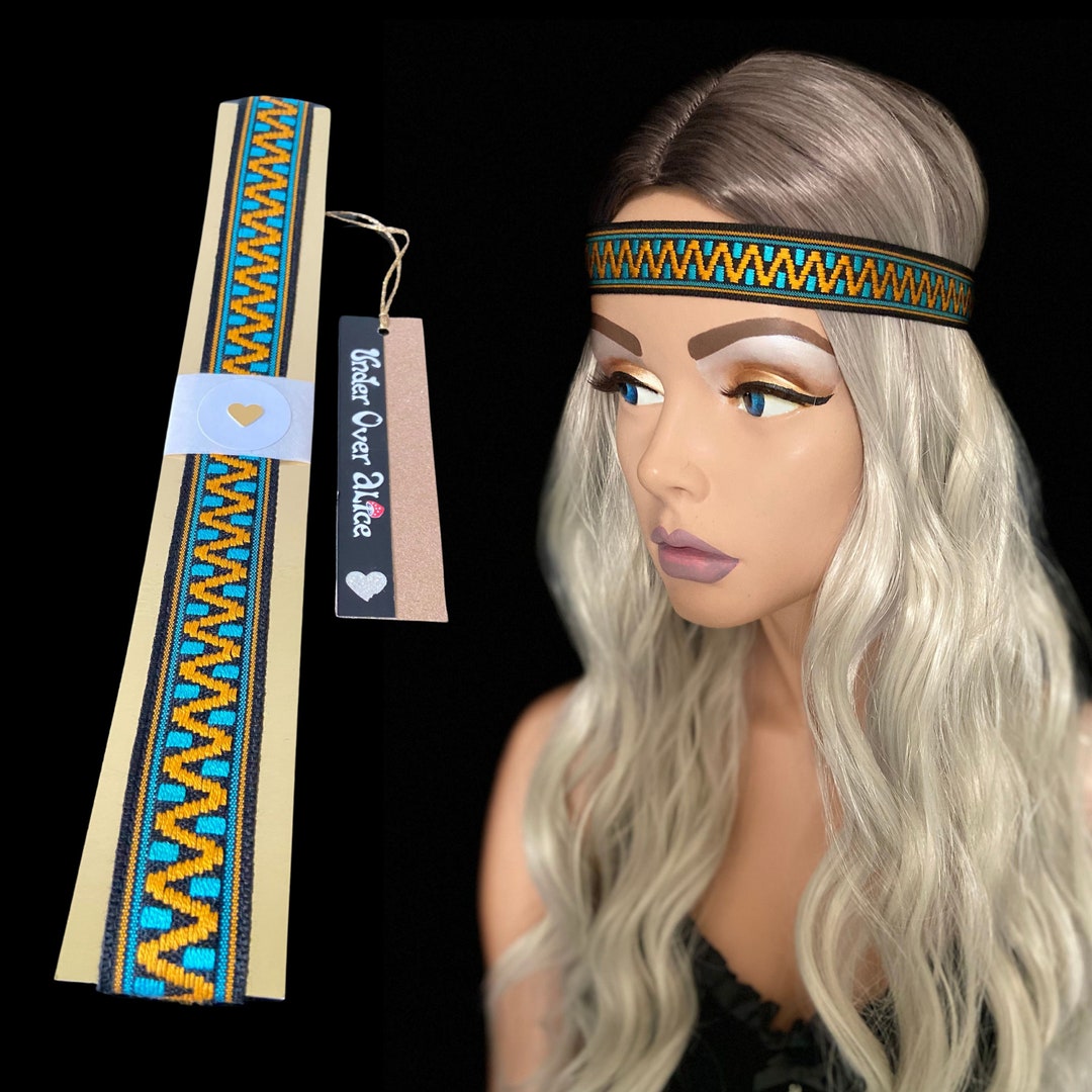 Aztec Forehead Headband Adult Women Cotton Jacquard Retro Head Piece ...