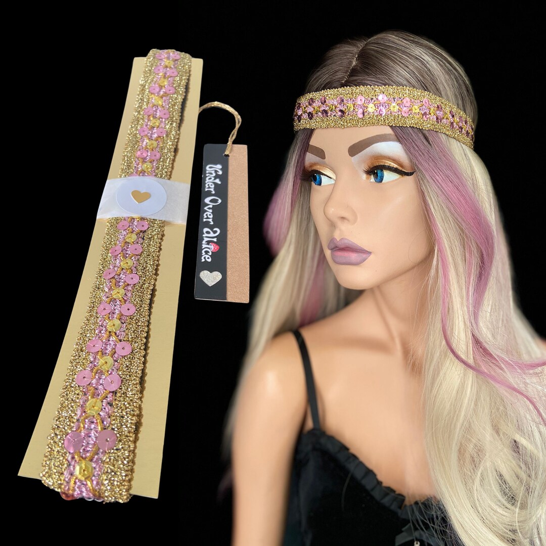 Gold Sequin Headband Hollywood Glamour Lurex Fabric Flapper Gatsby ...