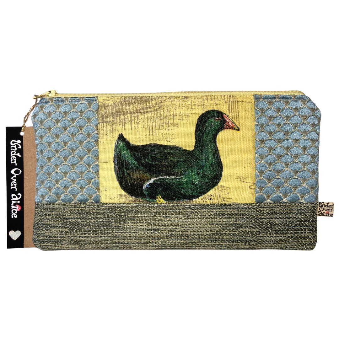 3D Black Goose Plushie Makeup Bag Teal Cut Velvet Art Deco Nouveau Fish ...