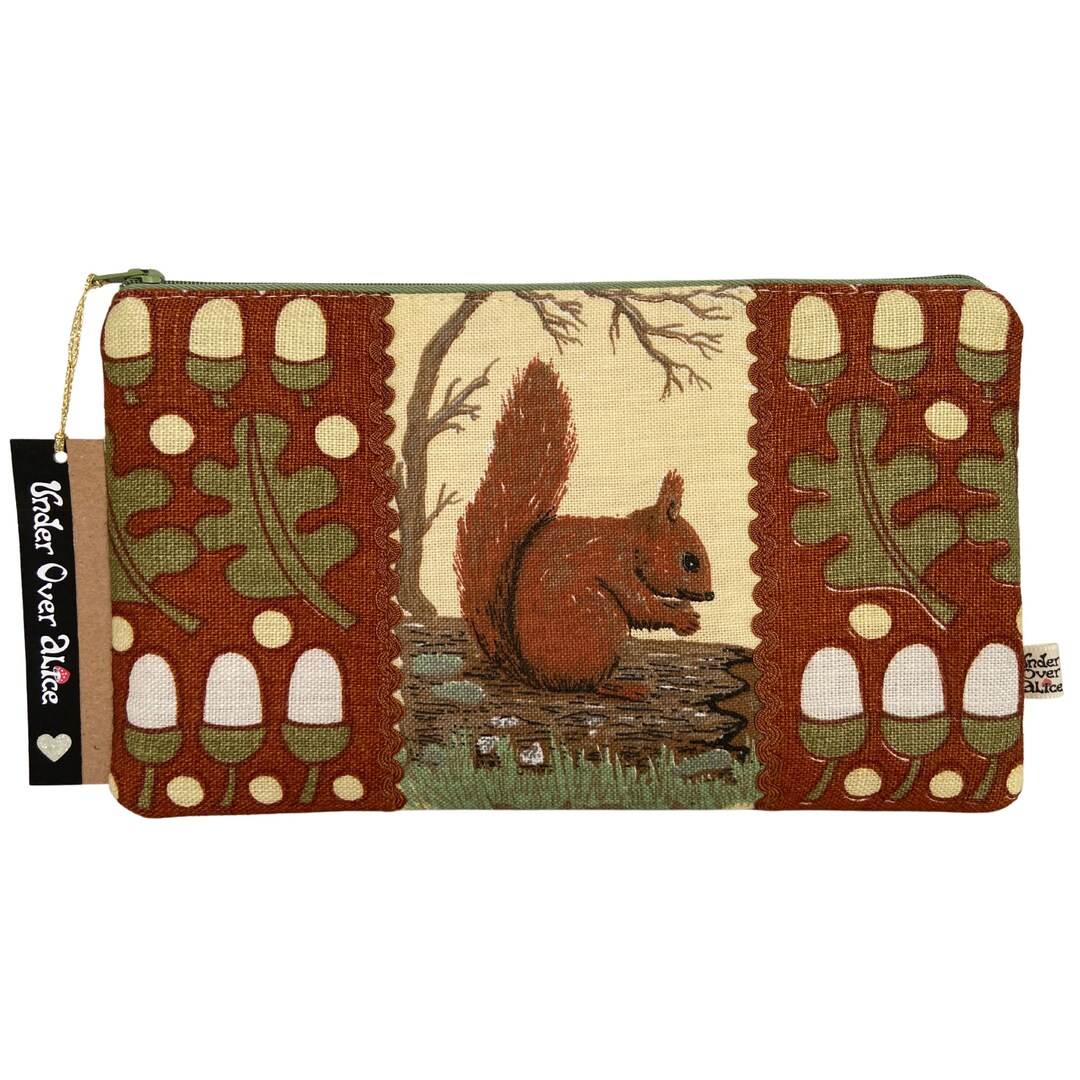 Cute Squirrel Makeup Bag Utility Pouch Oak Leaf Acorn Zipper Pouch ...