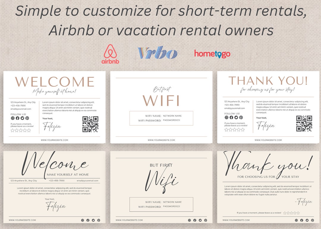 Editable Airbnb Signs, Edit in Canva, Airbnb Template, Airbnb Welcome ...