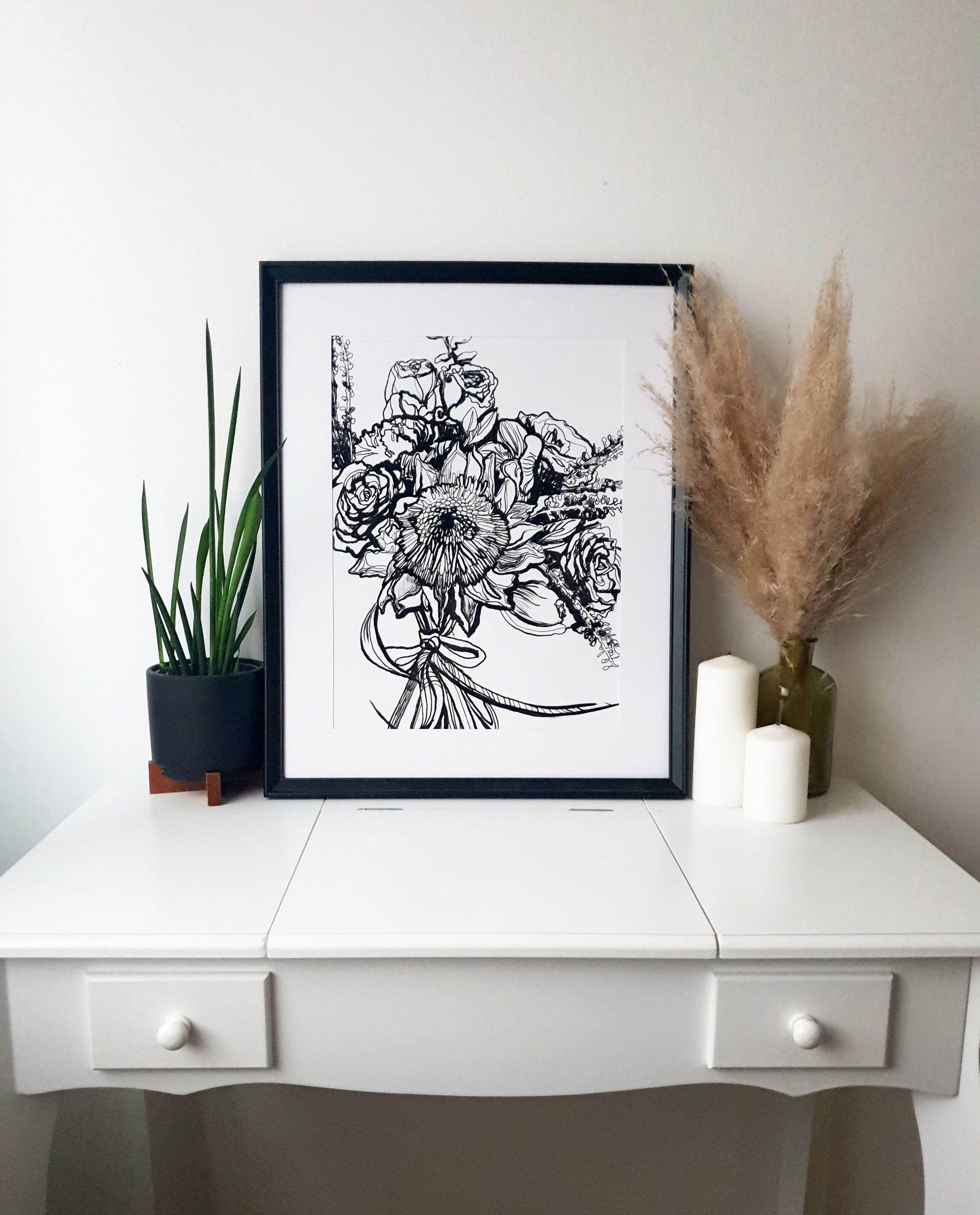 Poster Bouquet of Flowers/ Poster Flowers/ Poster Black and White ...