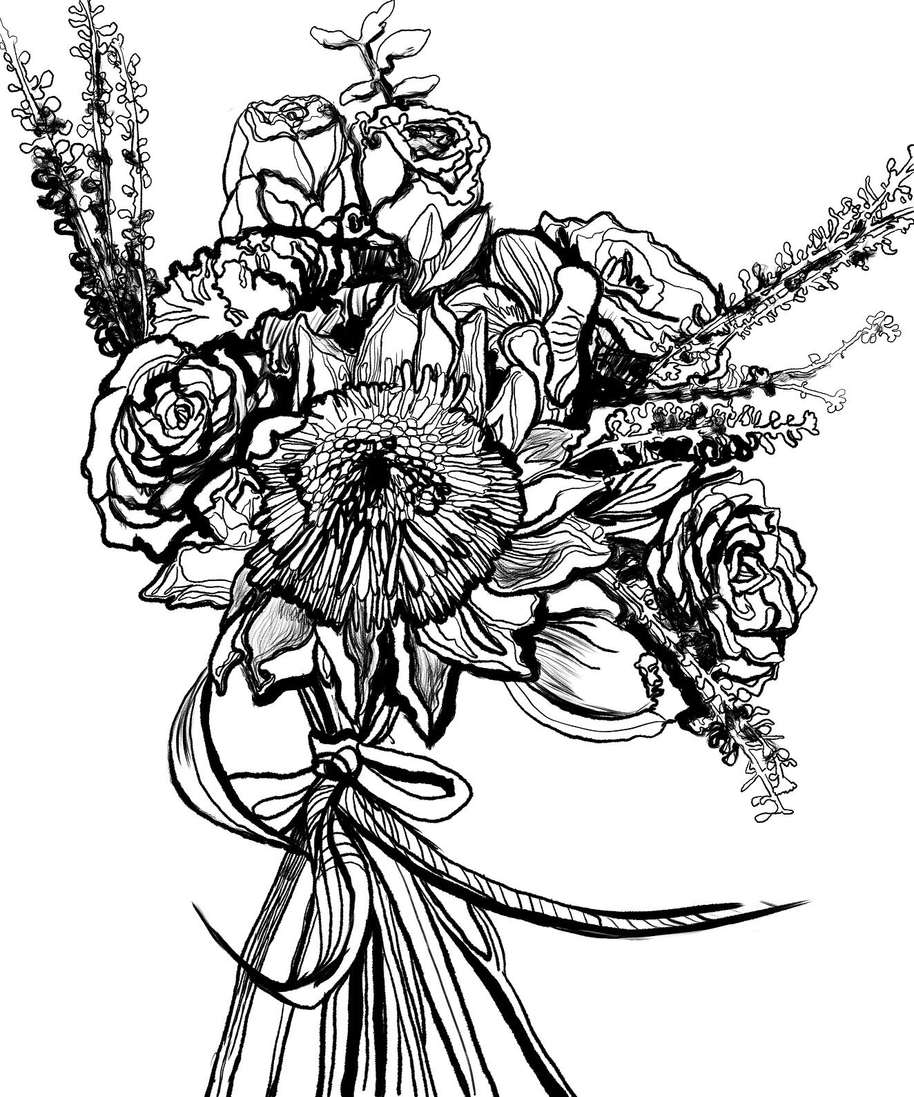 Poster Bouquet of Flowers/ Poster Flowers/ Poster Black and White ...