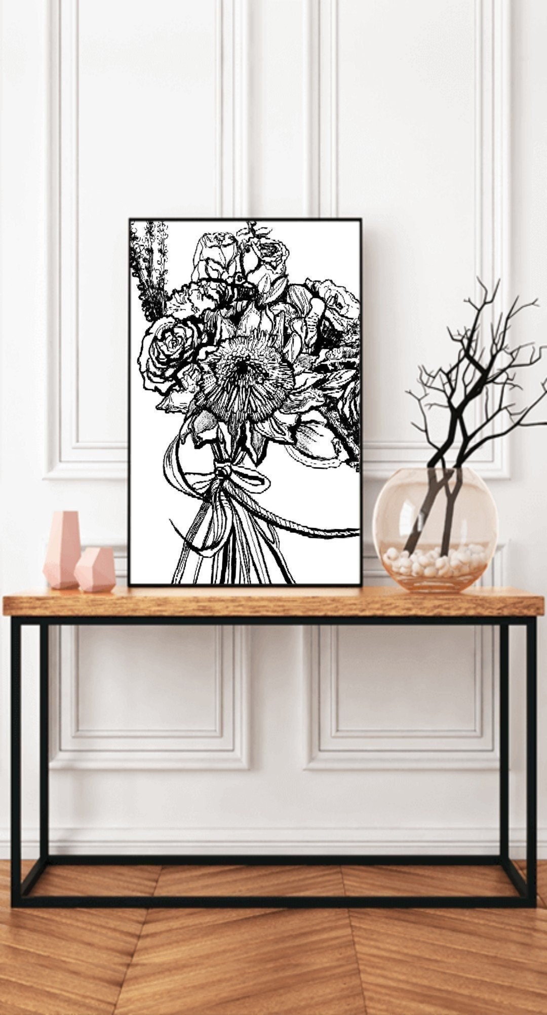 Poster Bouquet of Flowers/ Poster Flowers/ Poster Black and White ...