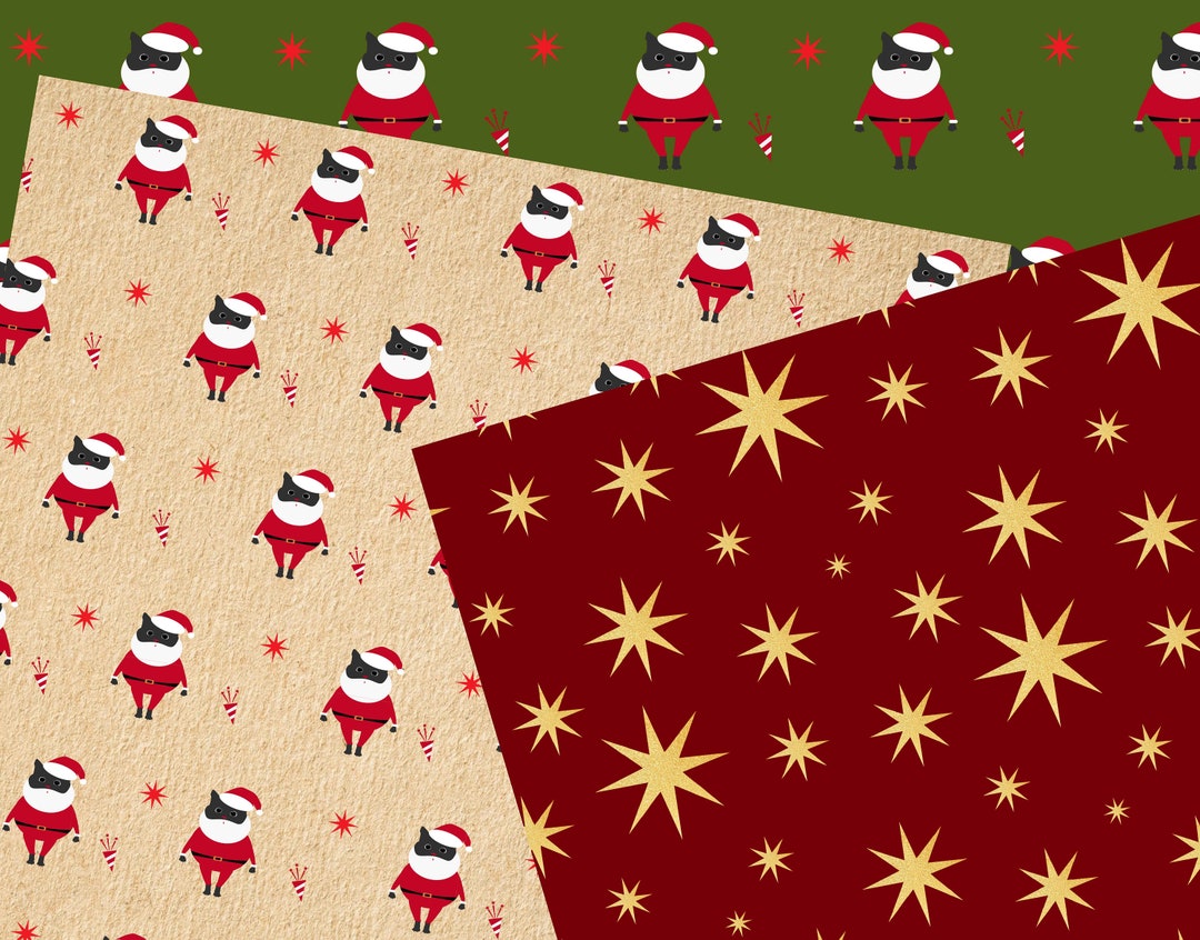 Christmas Digital Pattern, Christmas Digital Paper, Set of 6 Christmas ...