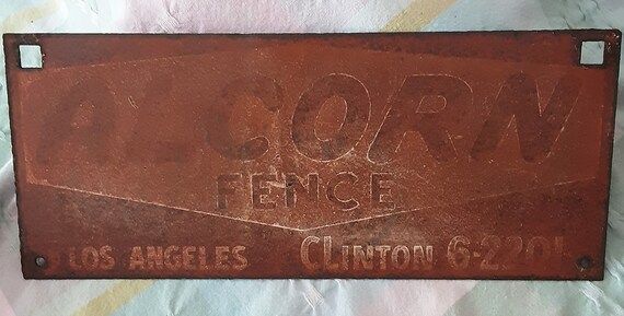 Vintage Sign Alcorn Fence Co Porcelain Rusty Junk Farmhouse | Etsy