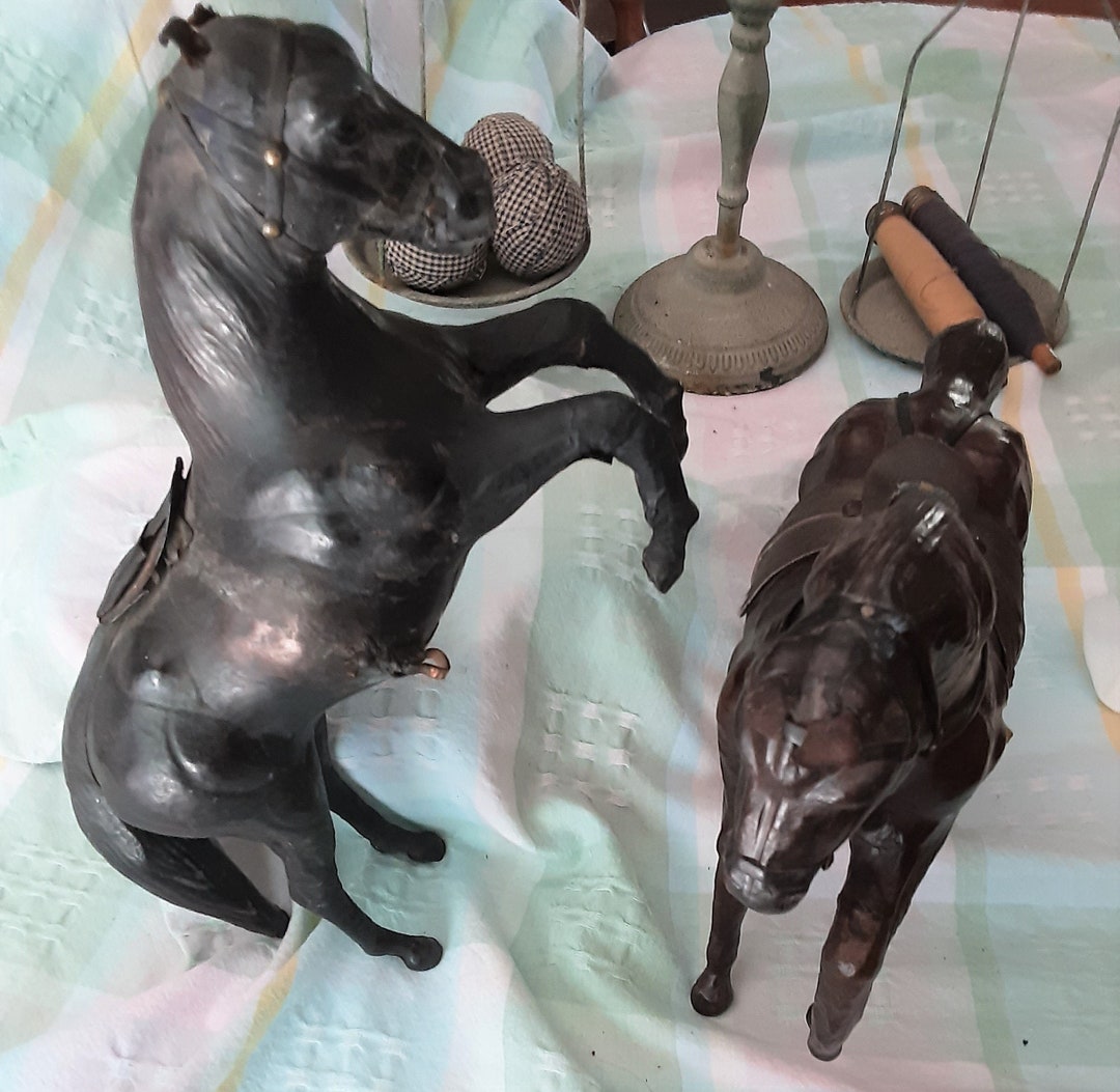Vintage Leather Wrapped Antique Horses Collector Horses Primitive ...