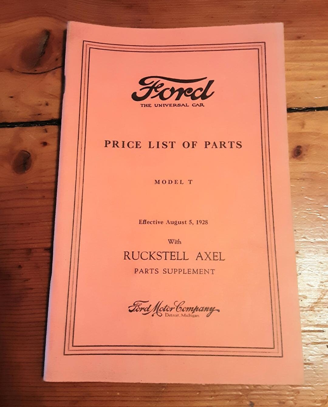 Vintage Ford Model T Ruckstell Axel Parts List August 5, 1928 Ford ...