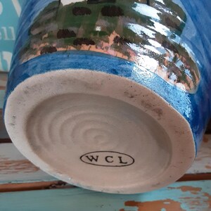 Vintage WCL Painted Pottery Crock Milk Can Milk Jug Nautical Lighthouse ...