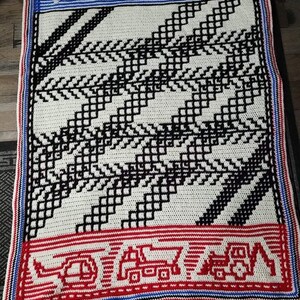 Little Dumper Truck and Little Backhoe Loader Overlay Mosaic Crochet ...