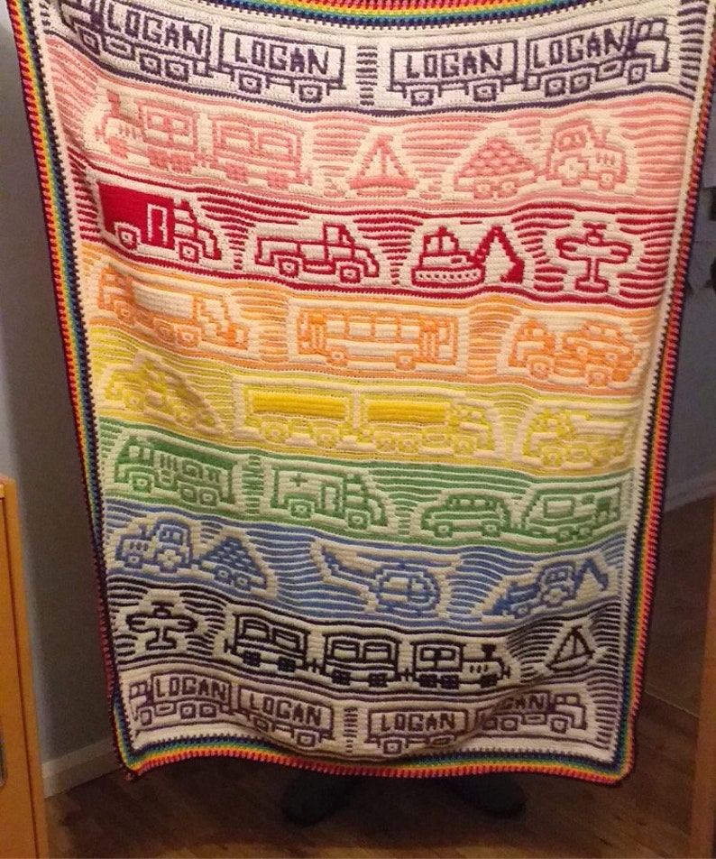 Little Train Overlay Mosaic Crochet Block - Etsy