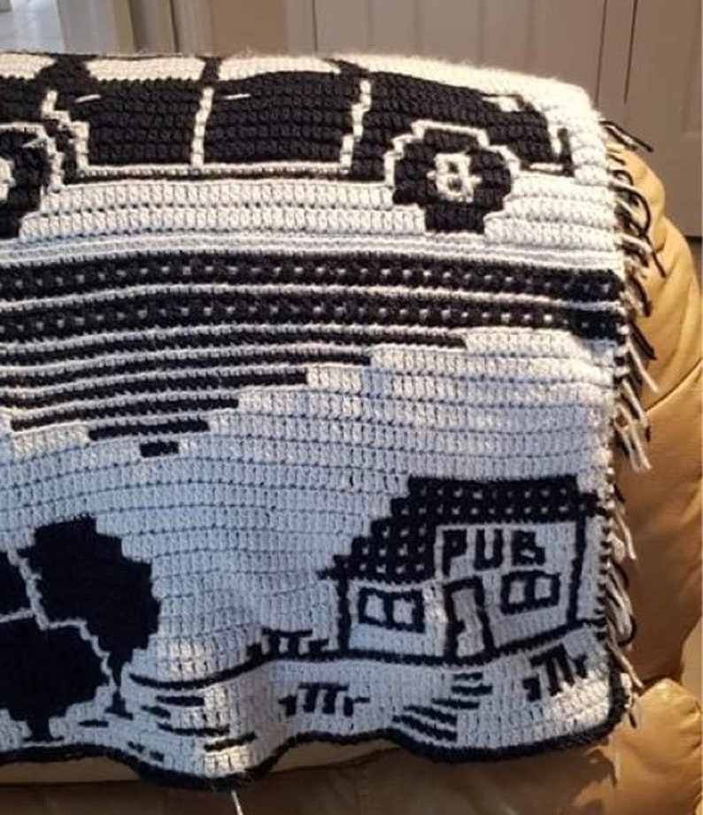 Home on the Road Mosaic Crochet Throw car and Caravan - Etsy