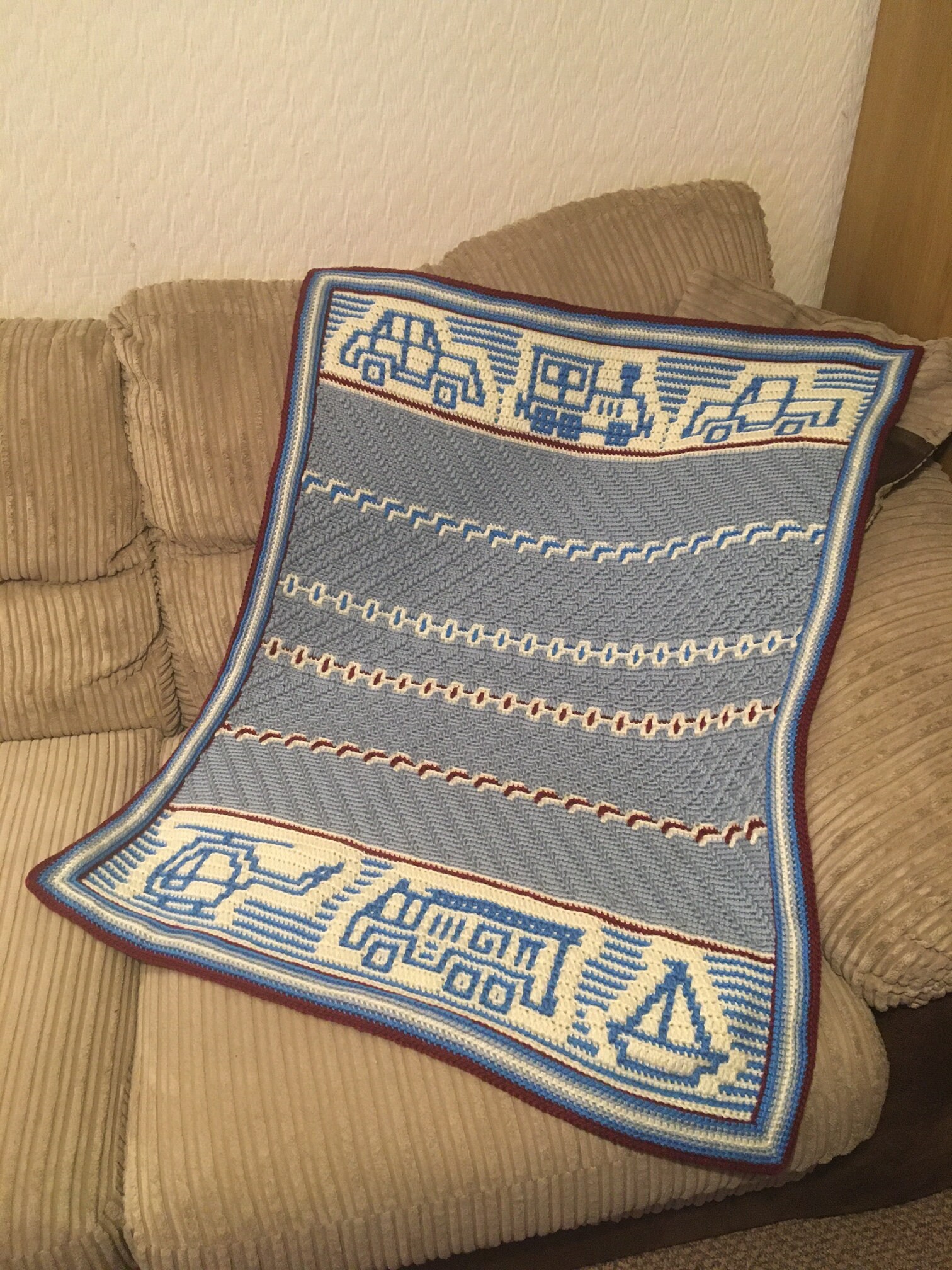 Little Train and Carriage Overlay Mosaic Crochet Block - Etsy