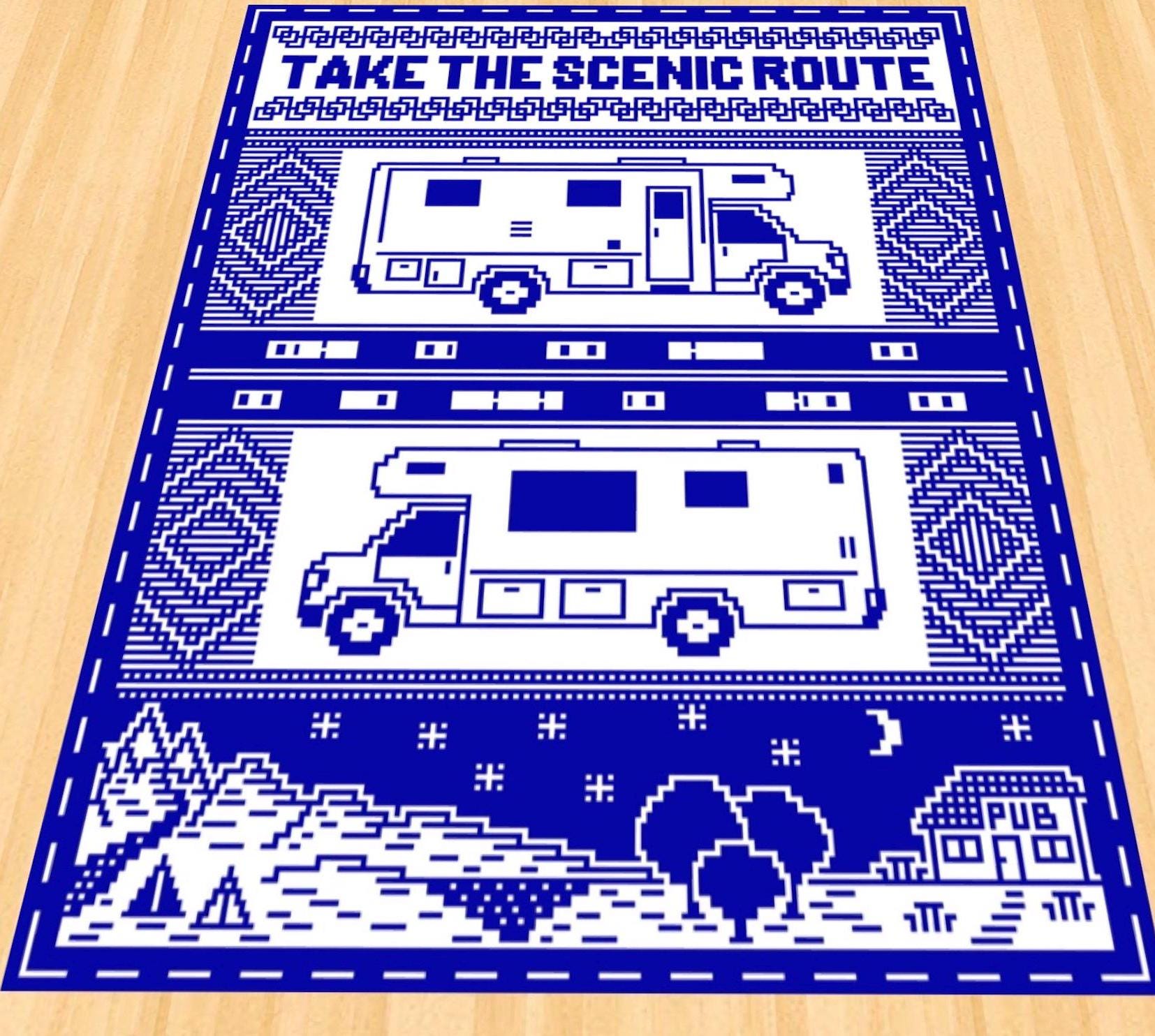 Home on the Road Mosaic Crochet Throw (medium/c Class Camper) - Etsy