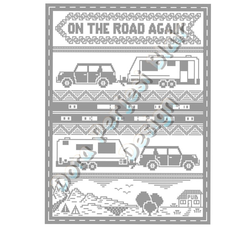 Home on the Road Mosaic Crochet Throw car and Caravan - Etsy