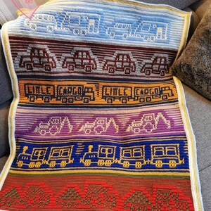 Little Dumper Truck and Little Backhoe Loader Overlay Mosaic Crochet ...