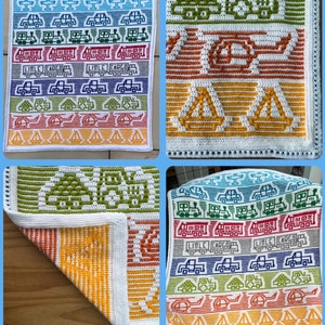 Little Dumper Truck and Little Backhoe Loader Overlay Mosaic Crochet ...