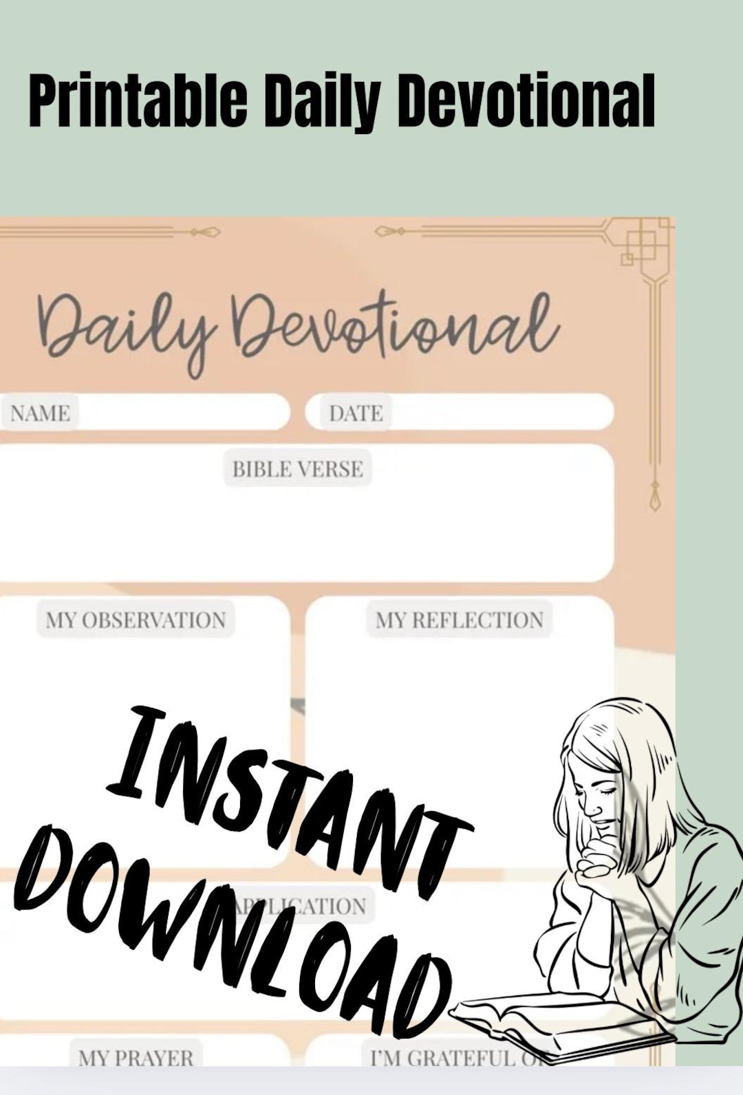 Printable Daily Devotional | Bible Study Worksheet | Prayer Journal ...