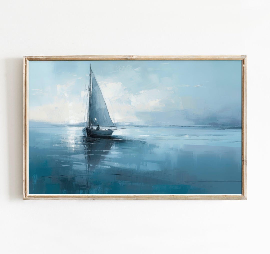 Sailboat Painting Printable Wall Art | Nautical Coastal Digital ...