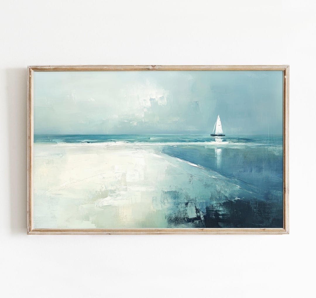 Printable Stormy Sailboat Print | Ocean Storm Scene | Nautical Digital ...