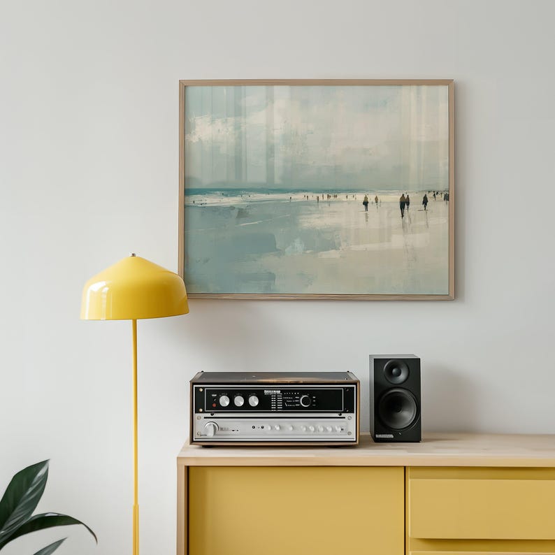 Printable Abstract Beach Scene | Minimalist Coastal Art | Ocean Digital ...