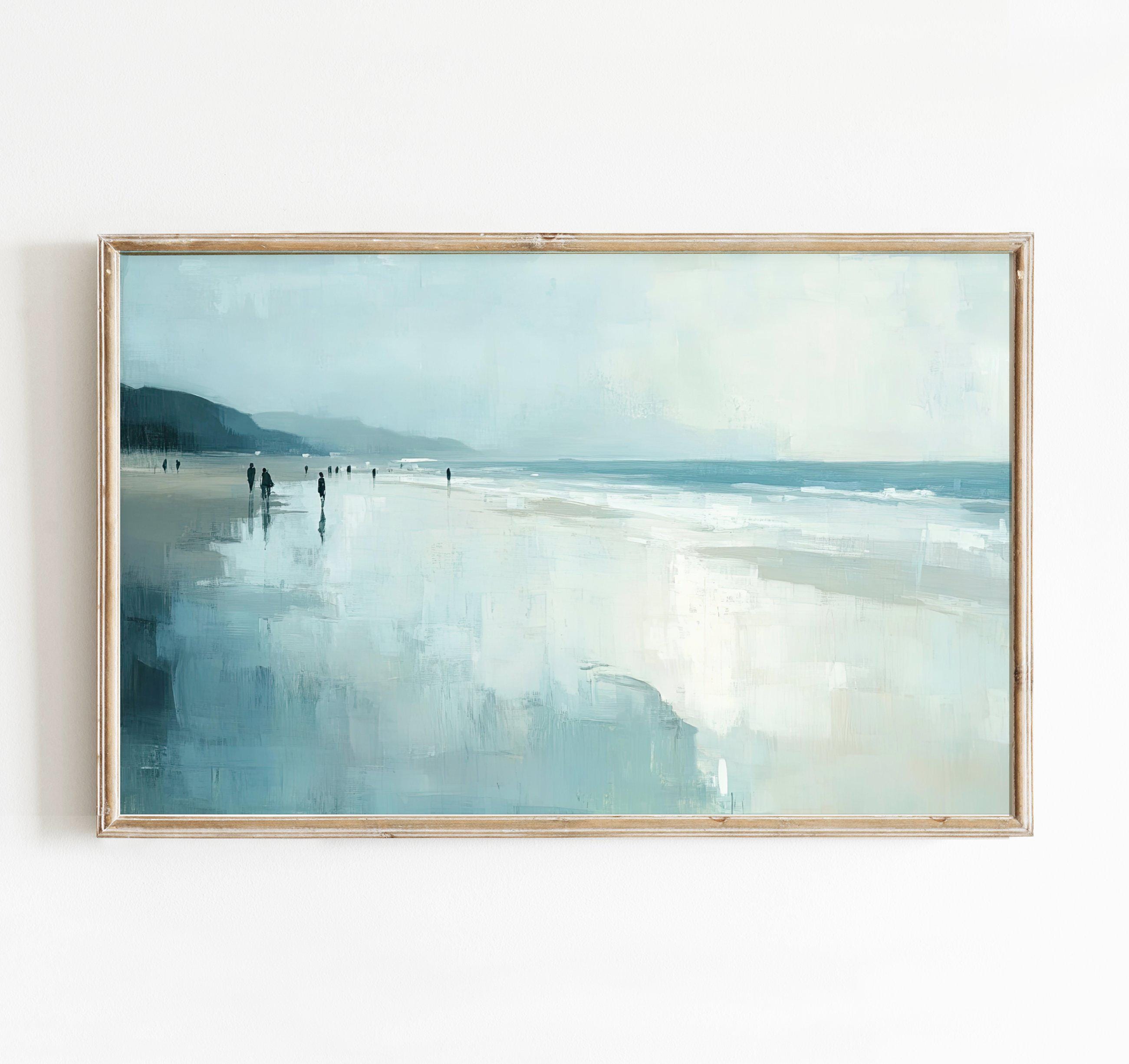 Printable Neutral Beach Scene | Simple Coastal Print | Modern Ocean ...