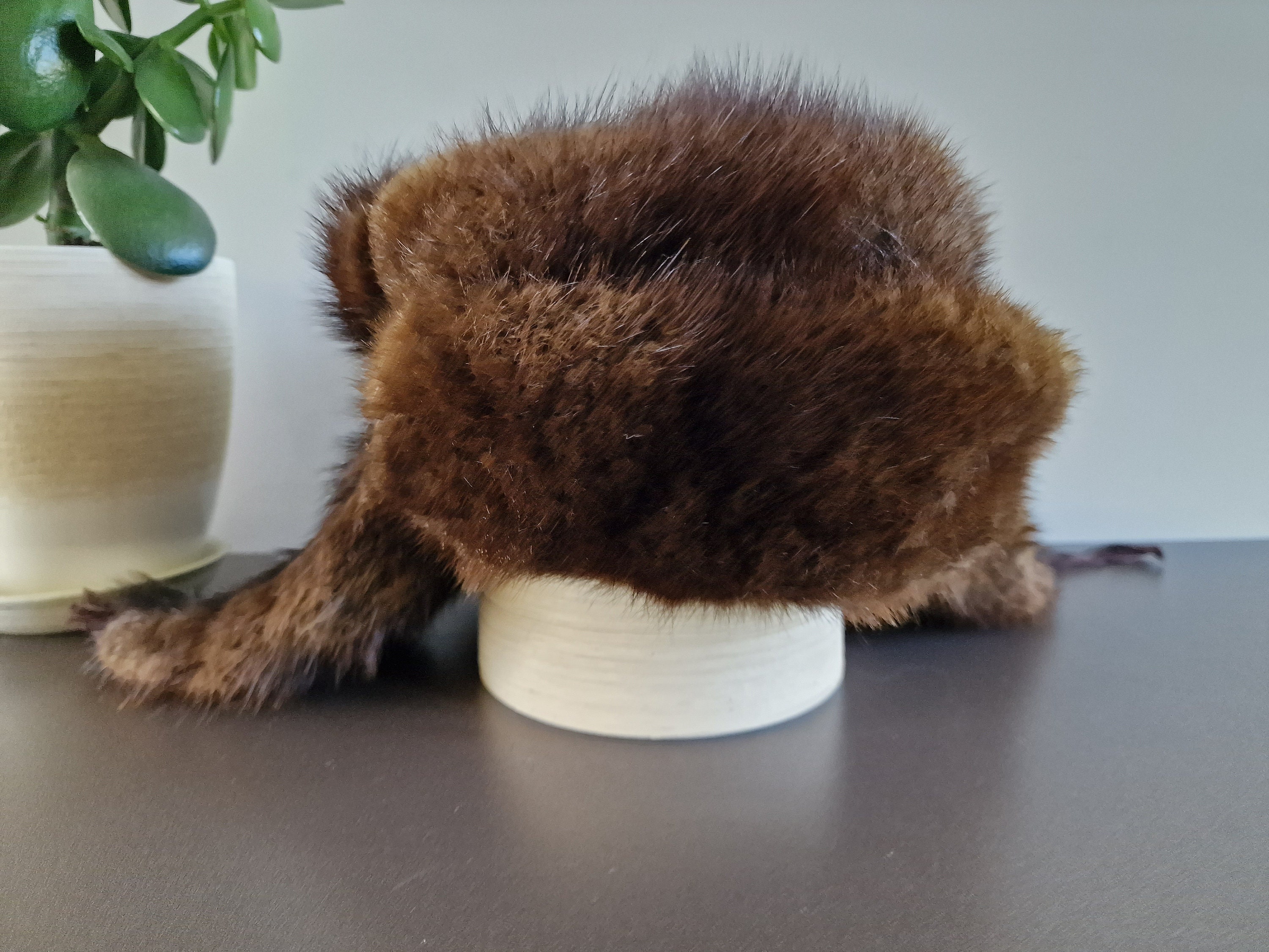 Soviet Men's Winter Hat From Natural Fur Russian Ushanka Genuine Fur ...