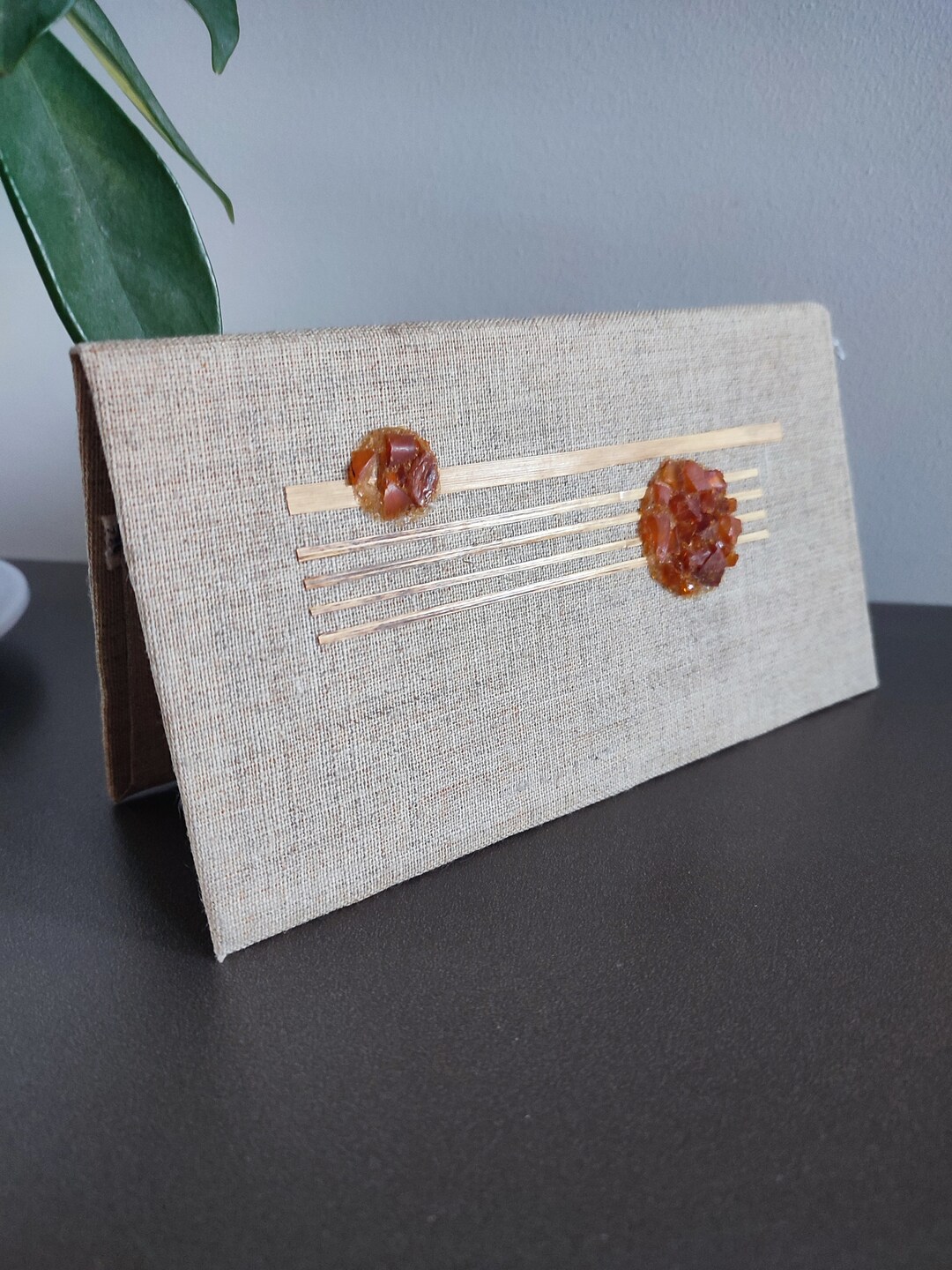 Vintage Latvian Crafts | Linen and Baltic Amber Decor Cover | Soviet ...