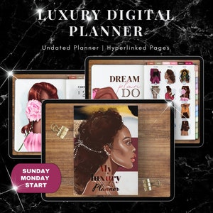 Black Girl Digital Planner Undated, Girl Boss Planner, Journal Black ...