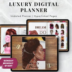 Black Girl Digital Planner Undated, Girl Boss Planner, Journal Black ...
