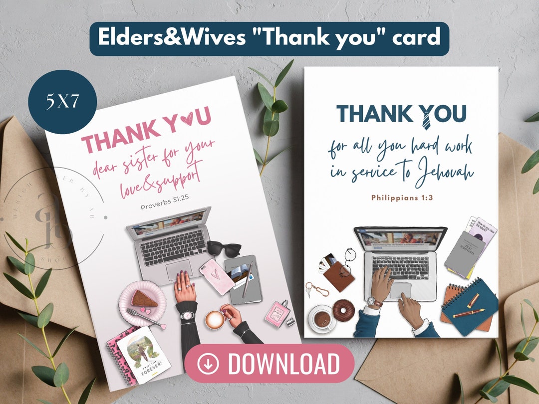 Printable Elders & Wives JW Thank You Cards, Greeting Cards, JW Gifts ...