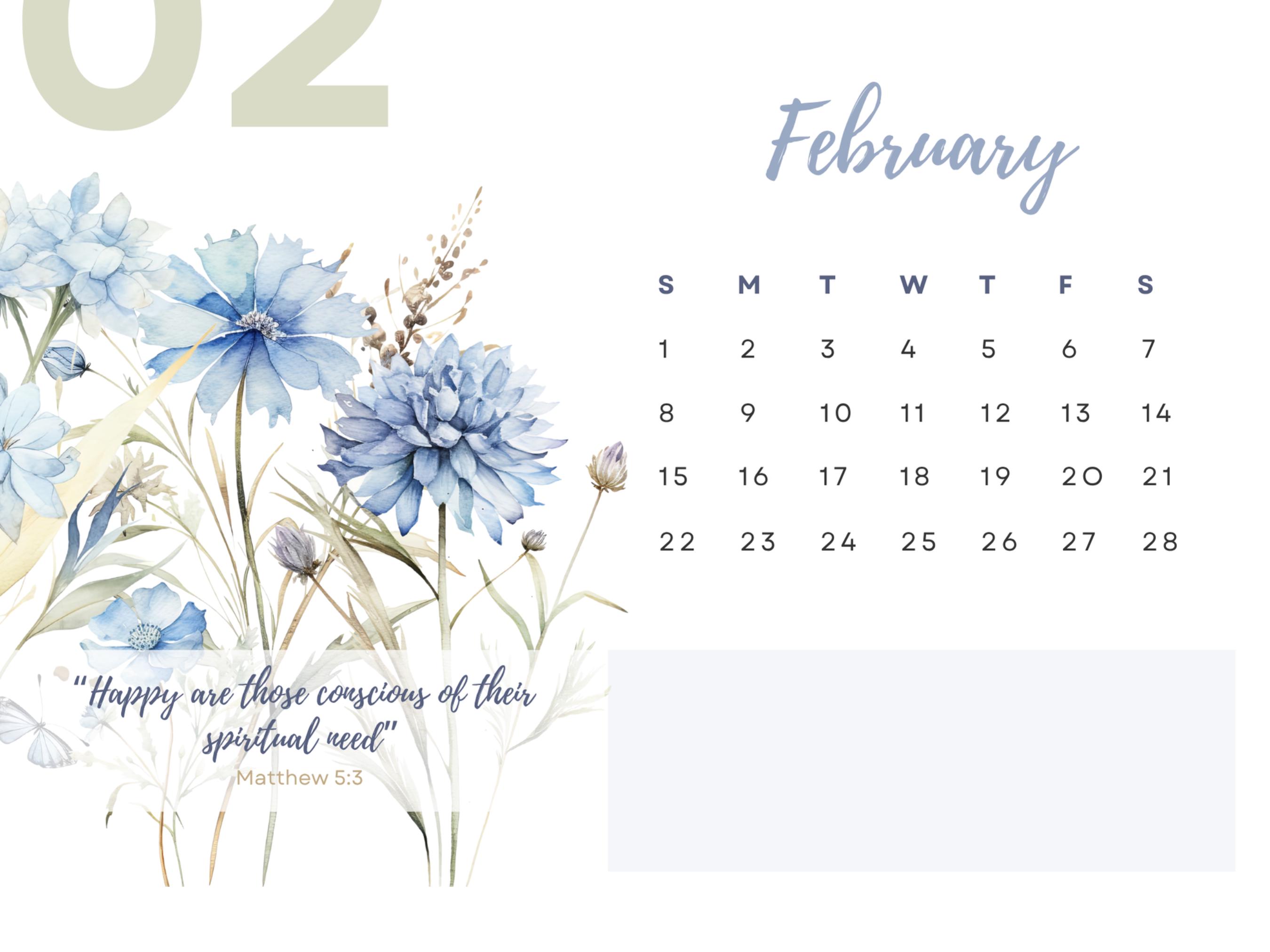 A5 Printable JW Desk Calendar 2026, Matthew 5:3 Yeartext, Minimalist ...