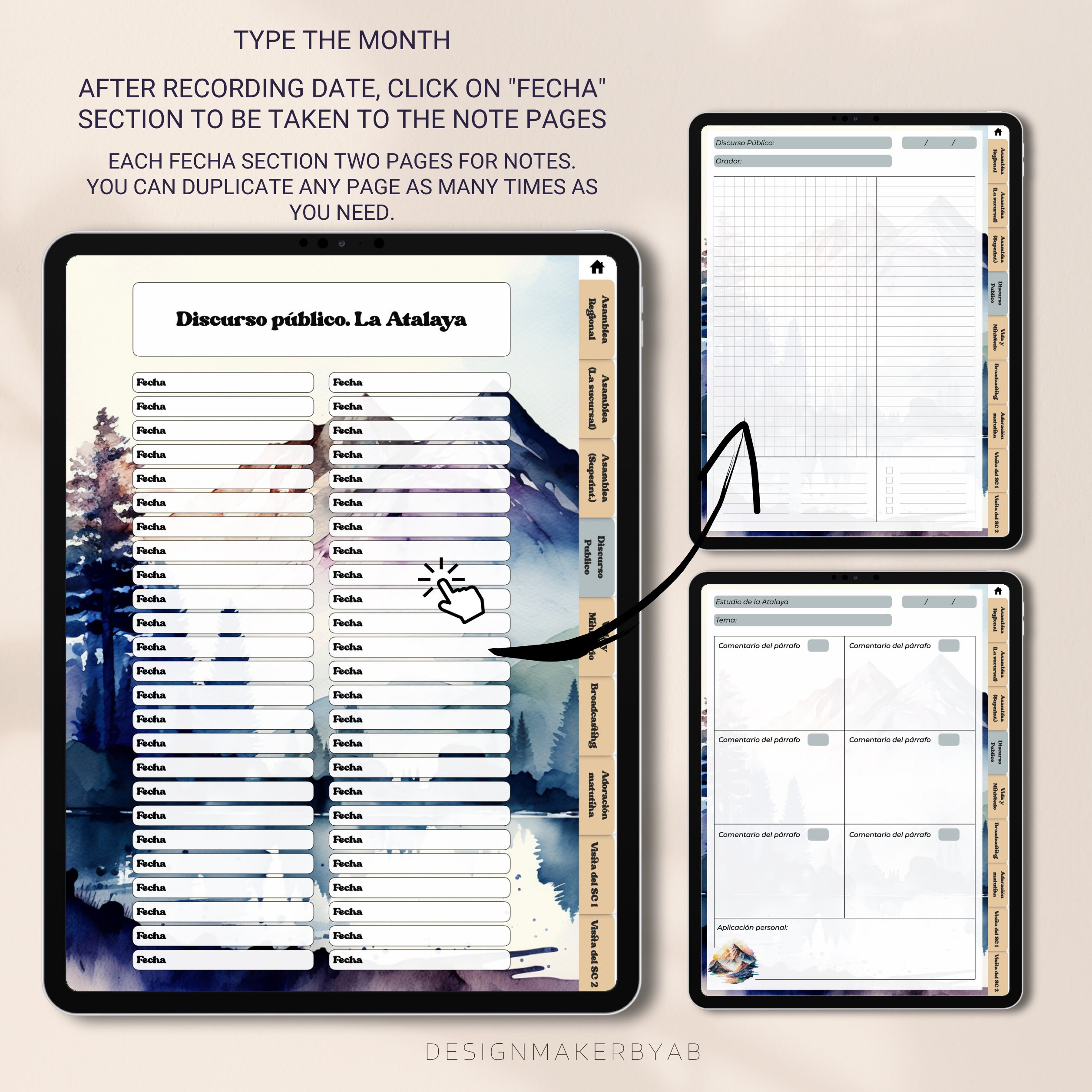 JW Spanish Meeting Assembly Notebook for Goodnotes, Digital Notebook ...