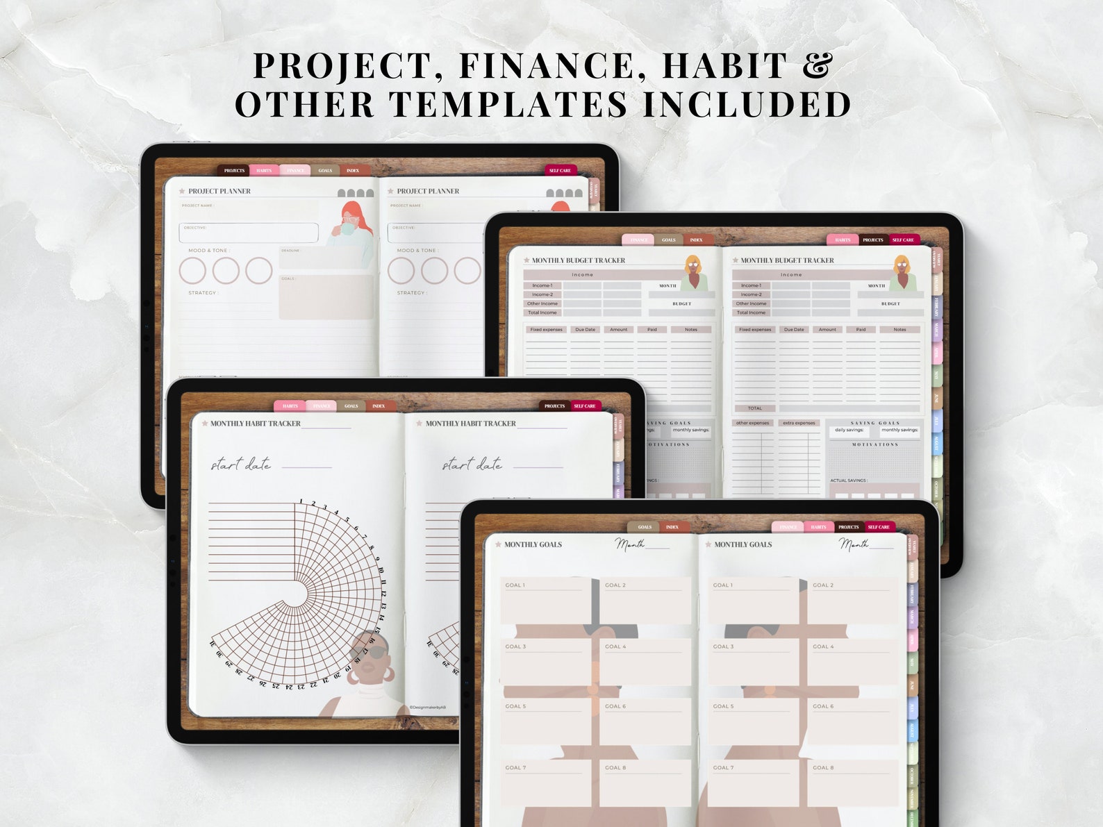 Black Girl Digital Planner Undated, Girl Boss Planner, Journal Black ...