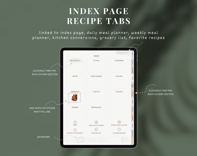 Digital Recipe Book for Goodnotes Digital Ipad Recipe - Etsy